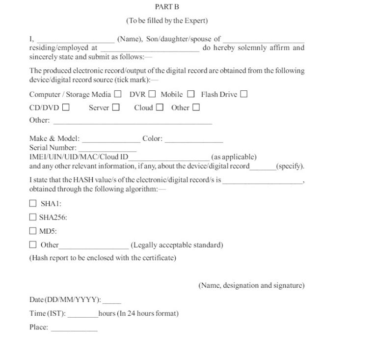 New Indian Evidence Act and the new Section 65B Certification | Naavi.org